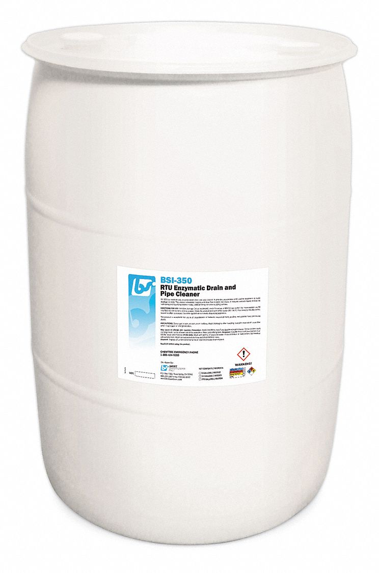 BEST SANITIZERS, INC., Drum, 55 gal, Drain and Pipe Cleaner - 237D42 ...