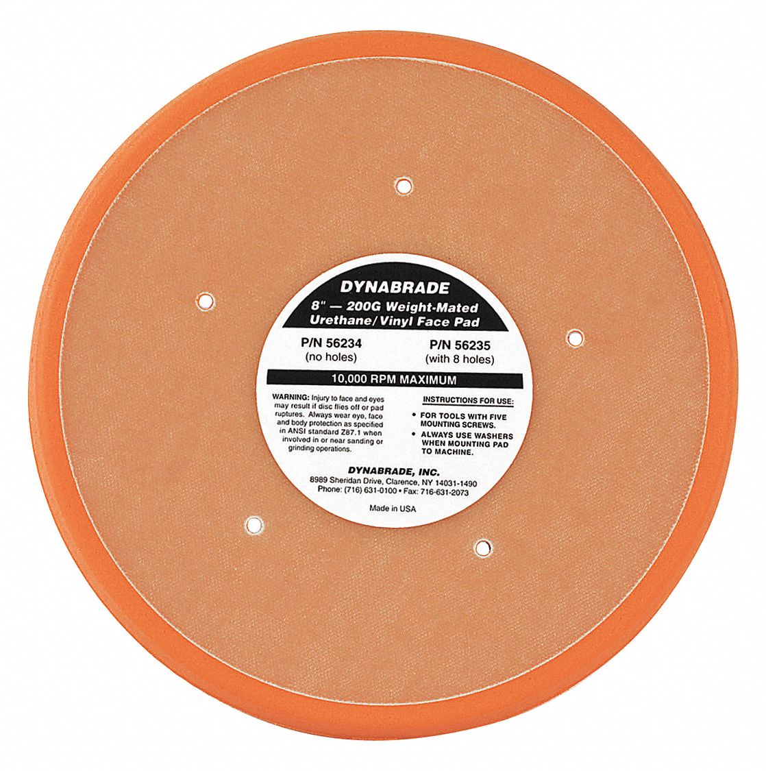 DYNABRADE, 56234, Non-Vacuum,Disc Pad,8" - 239G83|56234 - Grainger