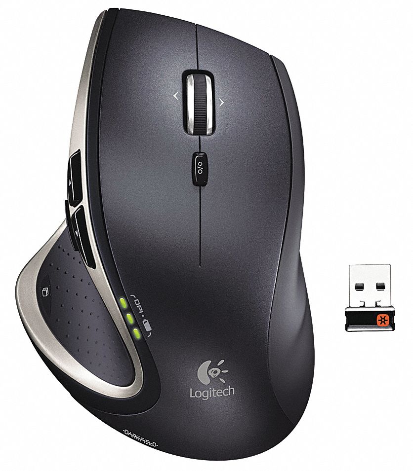Wireless Mouse, Laser, Black/Silver, USB - Grainger