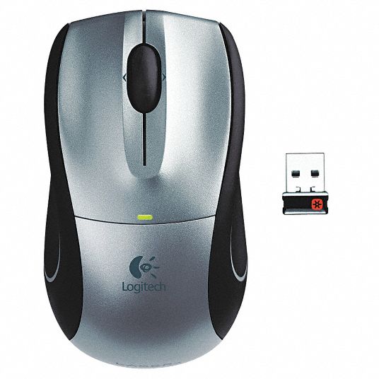 Wireless Mouse, Laser, Silver/Black, USB - Grainger