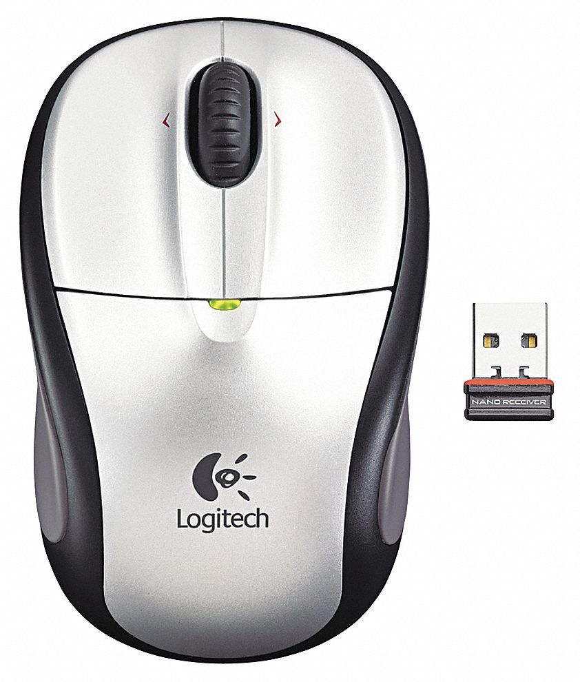 Wireless Mouse, Optical, Silver, USB - Grainger