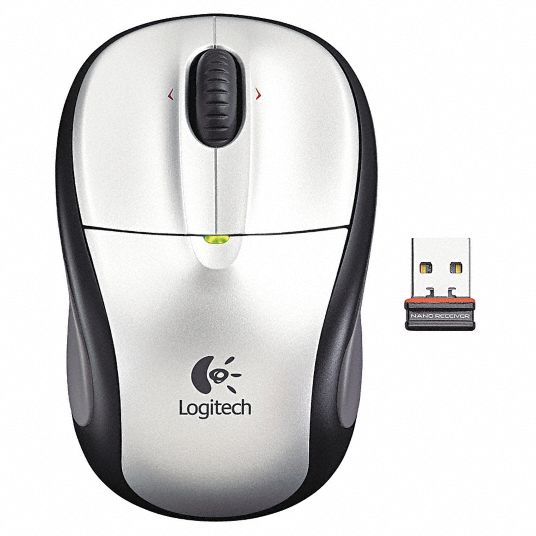 Wireless Mouse, Optical, Silver, USB - Grainger