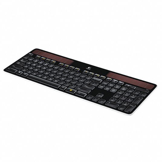 LOGITECH, USB Connection, Black, Solar Powered Keyboard - 23K327 ...