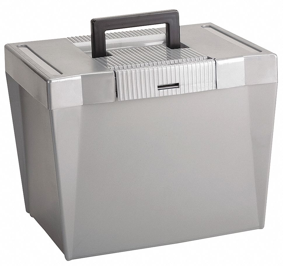 Portable File Box,Steel Gray - Grainger