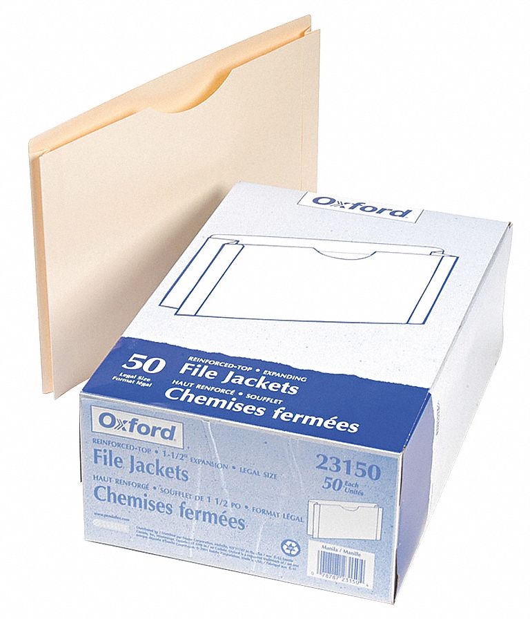 Expandable File Jacket,Manila,PK 50 - Grainger