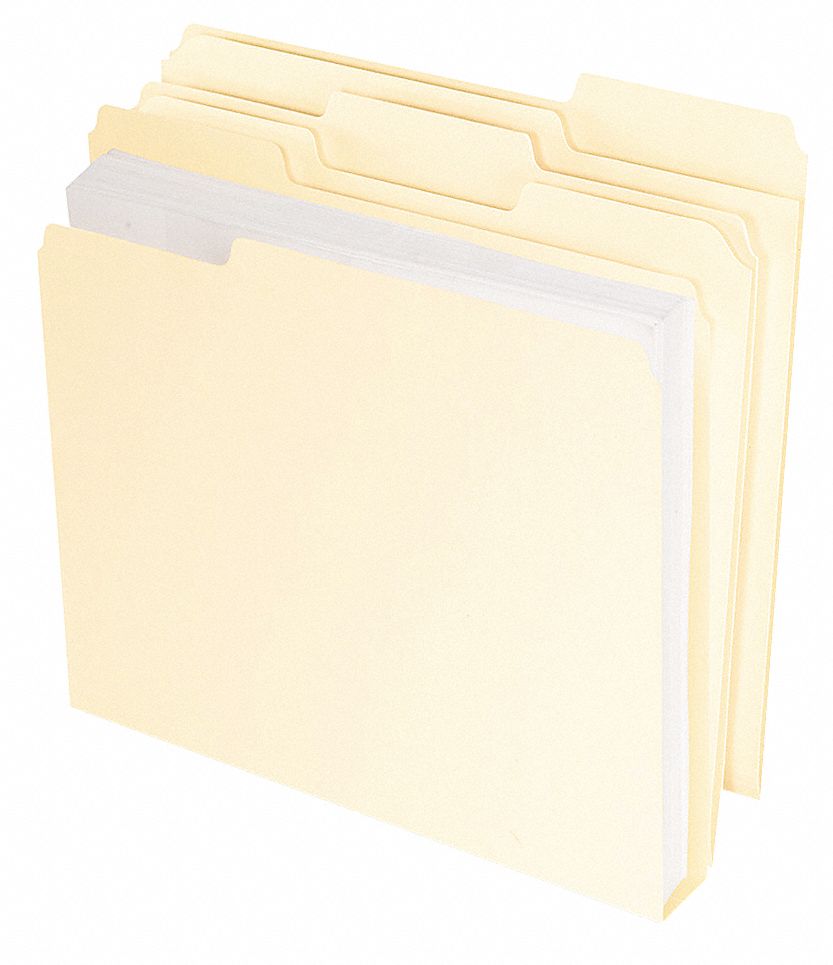 Letter Size File Folders, 1/3 Tab Cut, 8 1/2 in Height, 11 in Width ...