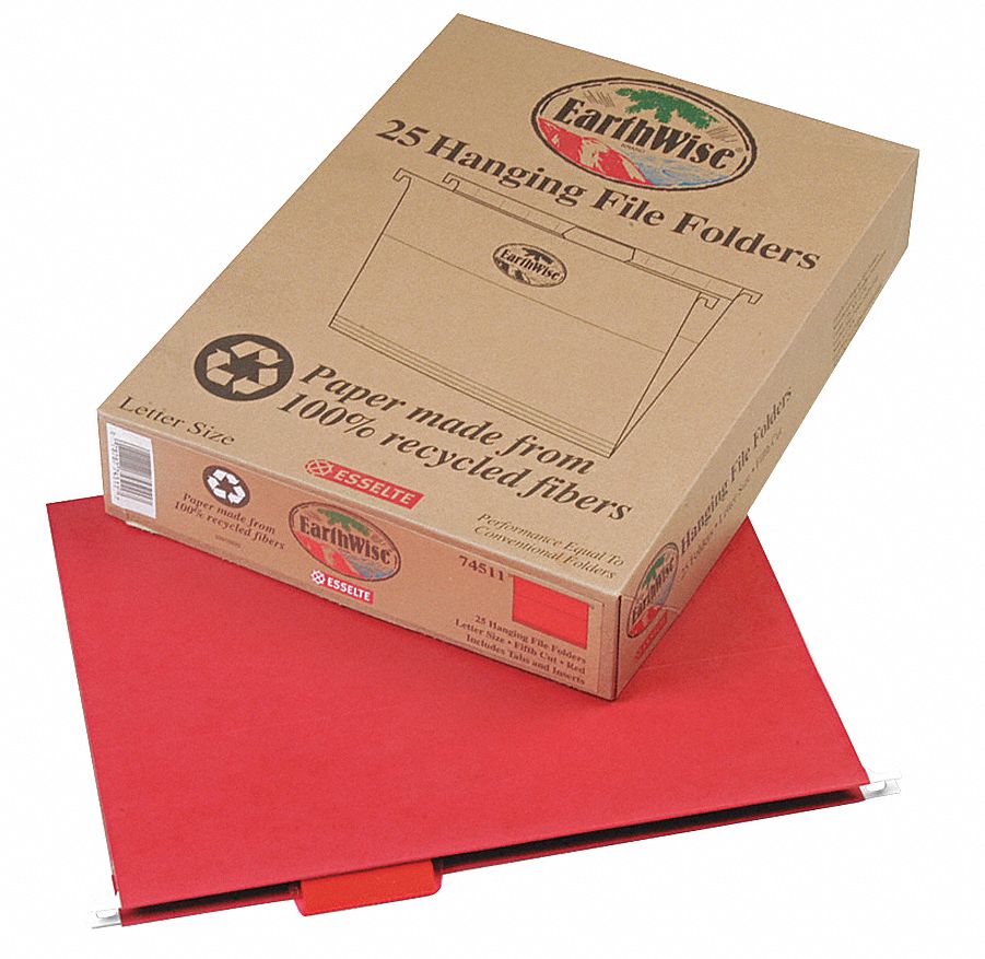Hanging File Folders,Red,PK25 - Grainger