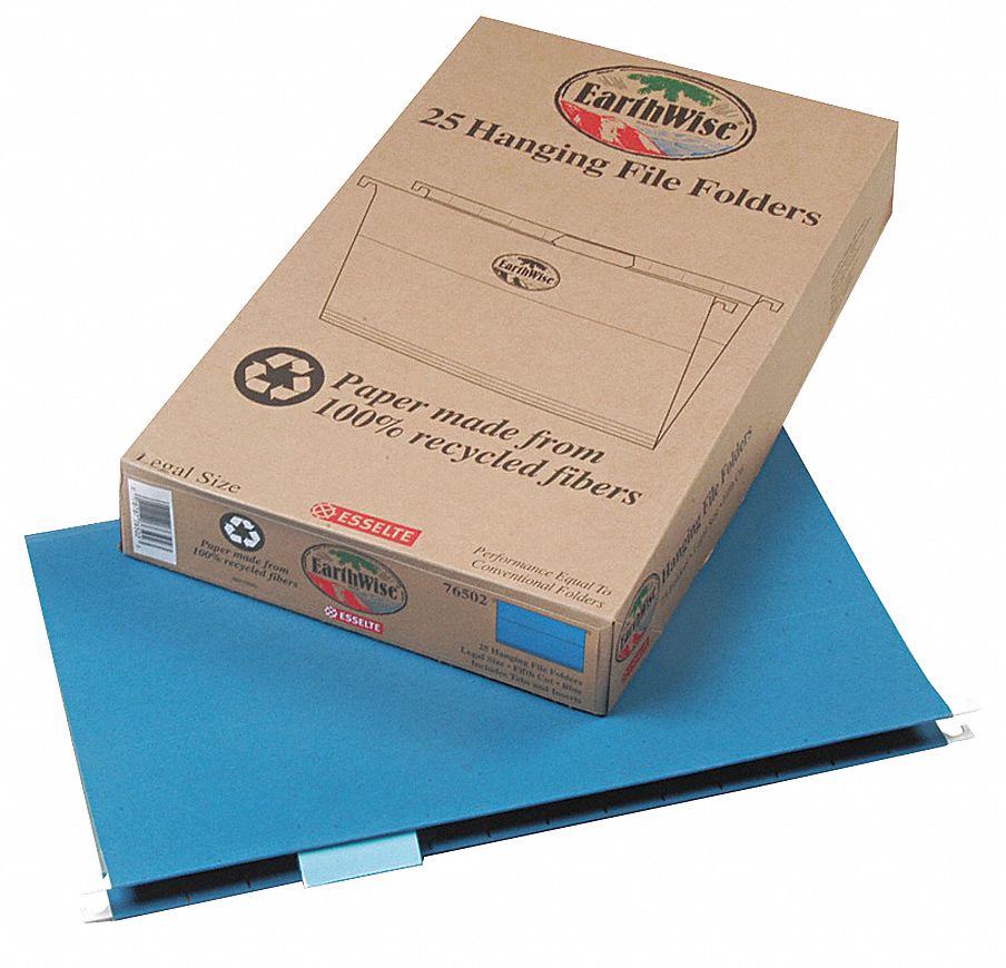 Hanging File Folders,Blue,PK25 - Grainger