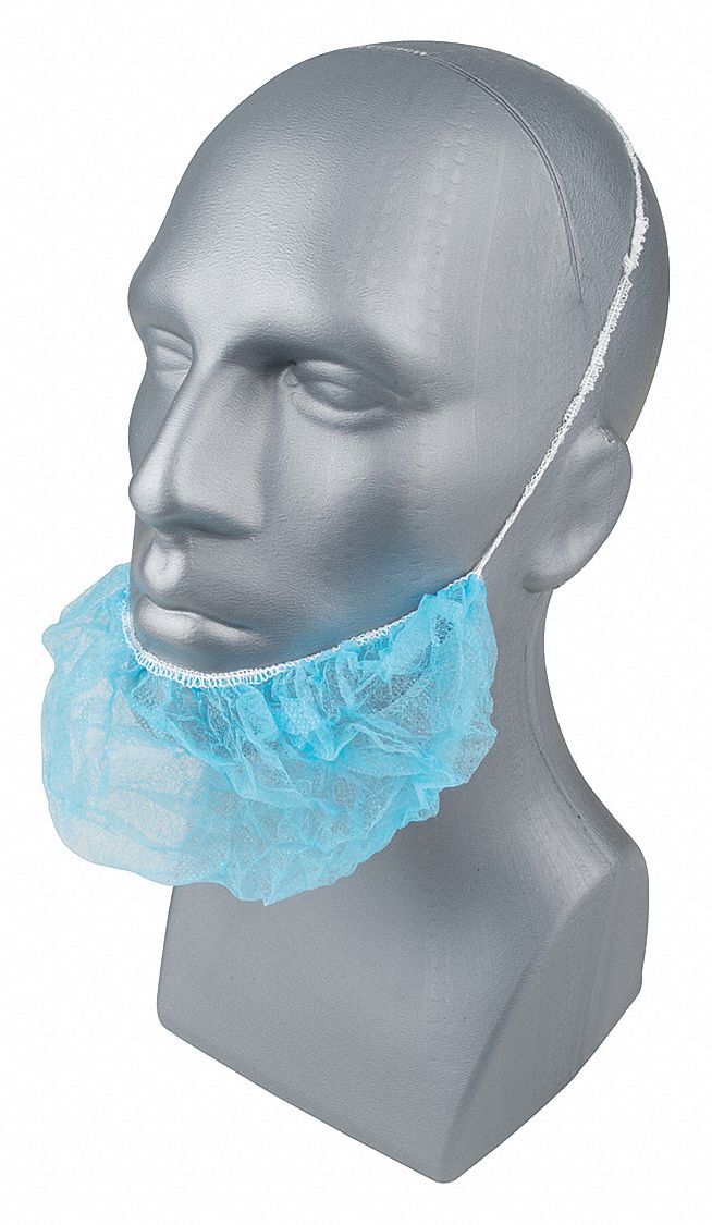 Beard Cover, Blue, PK 100 - Grainger