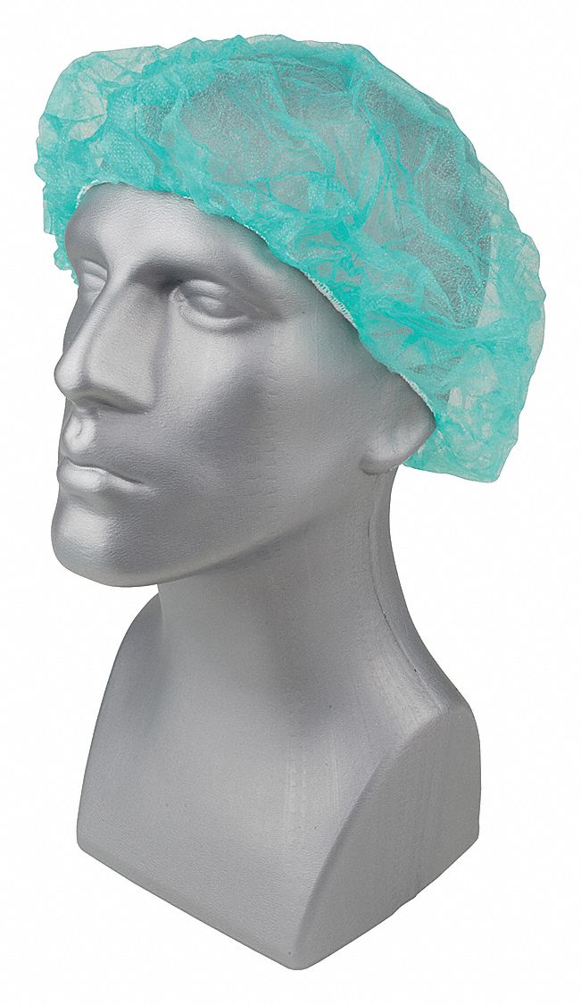 Bouffant Cap, Green, PK 100 - Grainger