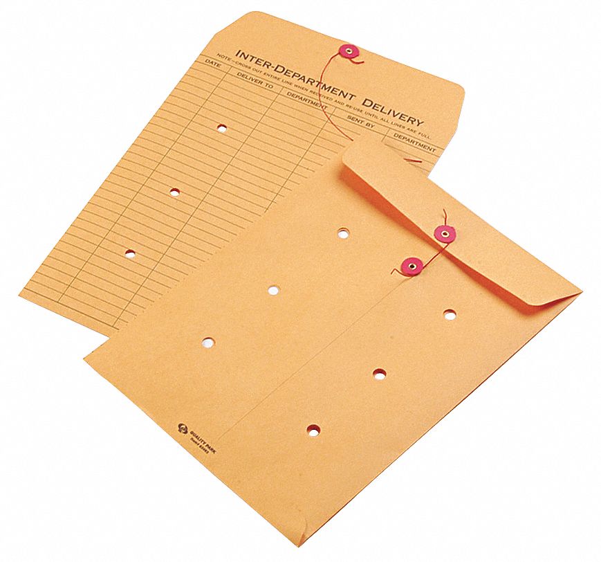 Interoffice Envelope, Material Kraft, Color Light Brown, PK 100 - Grainger
