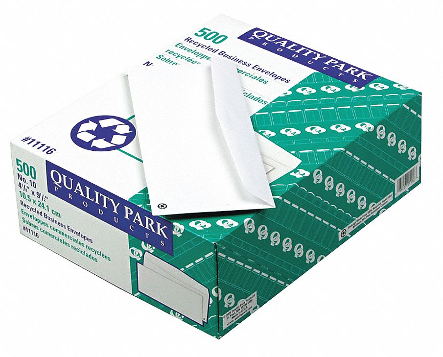 Business Envelope, Material Paper, Color White, PK 500 - Grainger