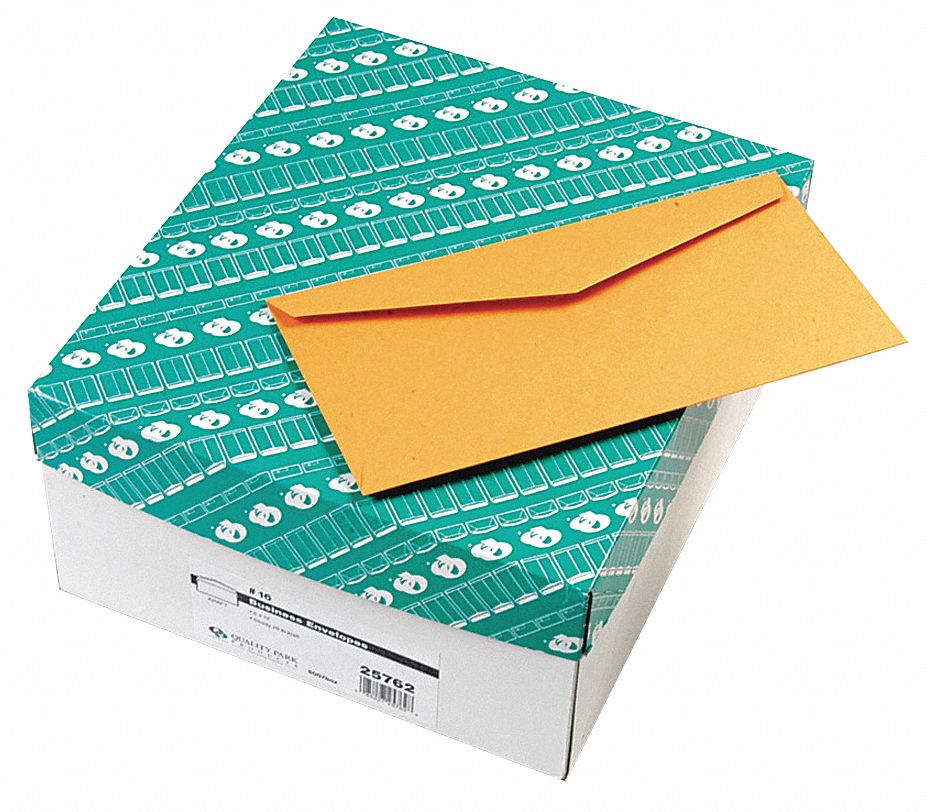 Business Envelope, Material Kraft, Color Light Brown, PK 500 - Grainger