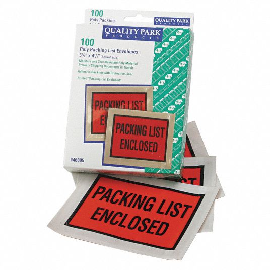 Packing List Envelope, PK 100 - Grainger
