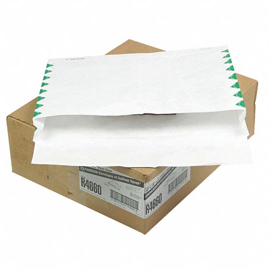 Expandable Envelope, Material Tyvek®, Color White, PK 100 - Grainger