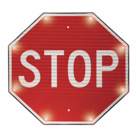 24 in x 24 in Nominal Sign Size, Plastic, LED Indoor Stop Sign - 23L589 ...