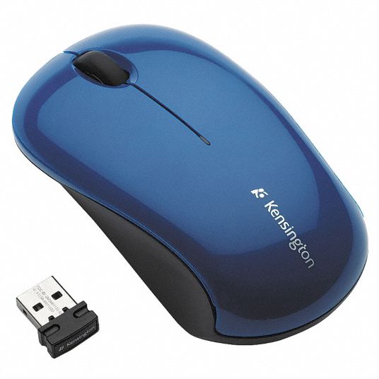 Wireless Mouse, Optical, Blue, Nano Receiver - Grainger
