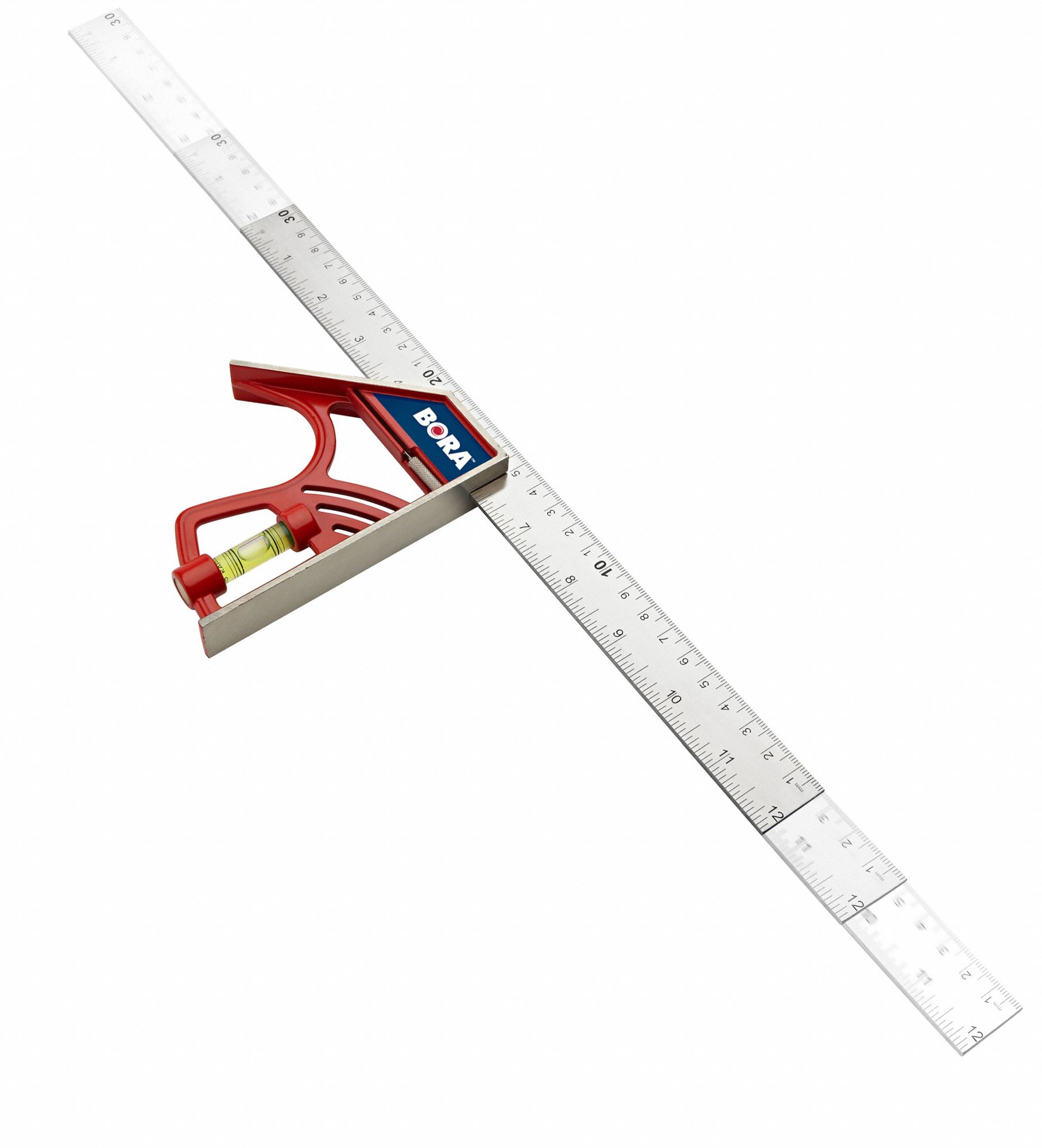 BORA Combination Square, SS, Red Zinc, 12 In. - 23N572|531120 - Grainger