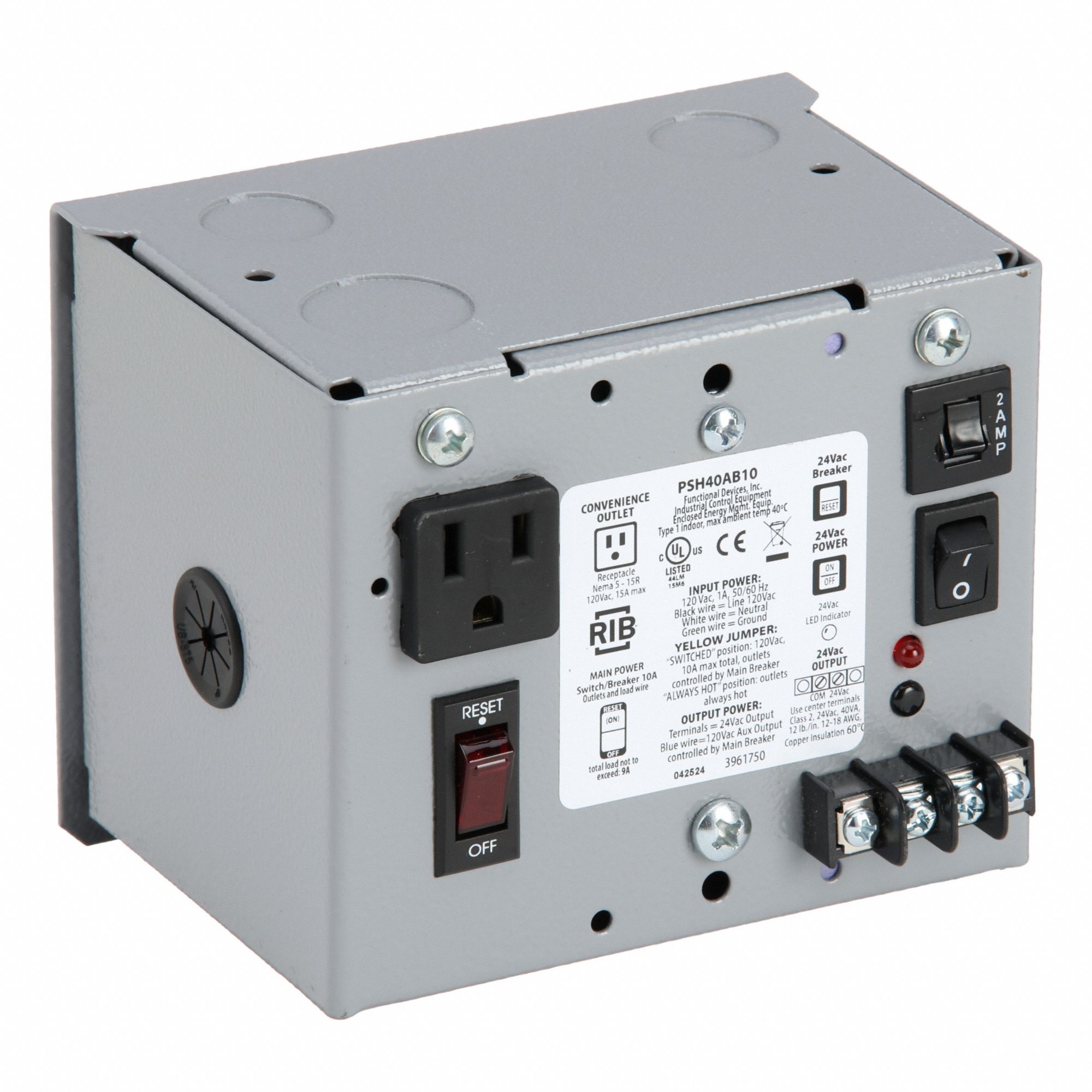 FUNCTIONAL DEVICES INC / RIB, 40 VA Power Rating, 120V AC, Class 2 ...