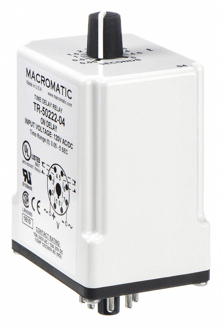 MACROMATIC, Socket Mounted, 120V AC/DC, Single Function Time Delay ... MACROMATIC, Socket Mounted, 120V AC/DC, Single Function Time Delay ...