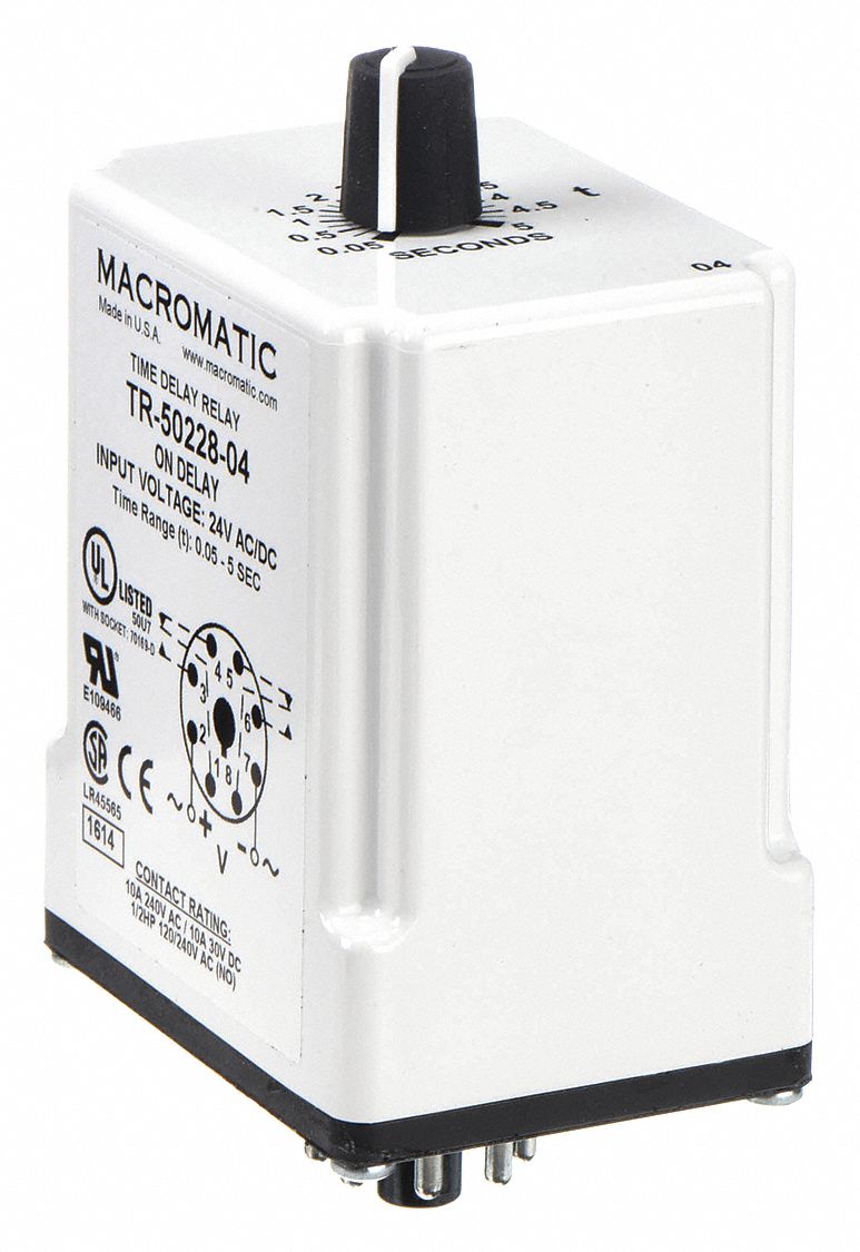 MACROMATIC, Socket Mounted, 24V AC/DC, Single Function Time Delay Relay ...