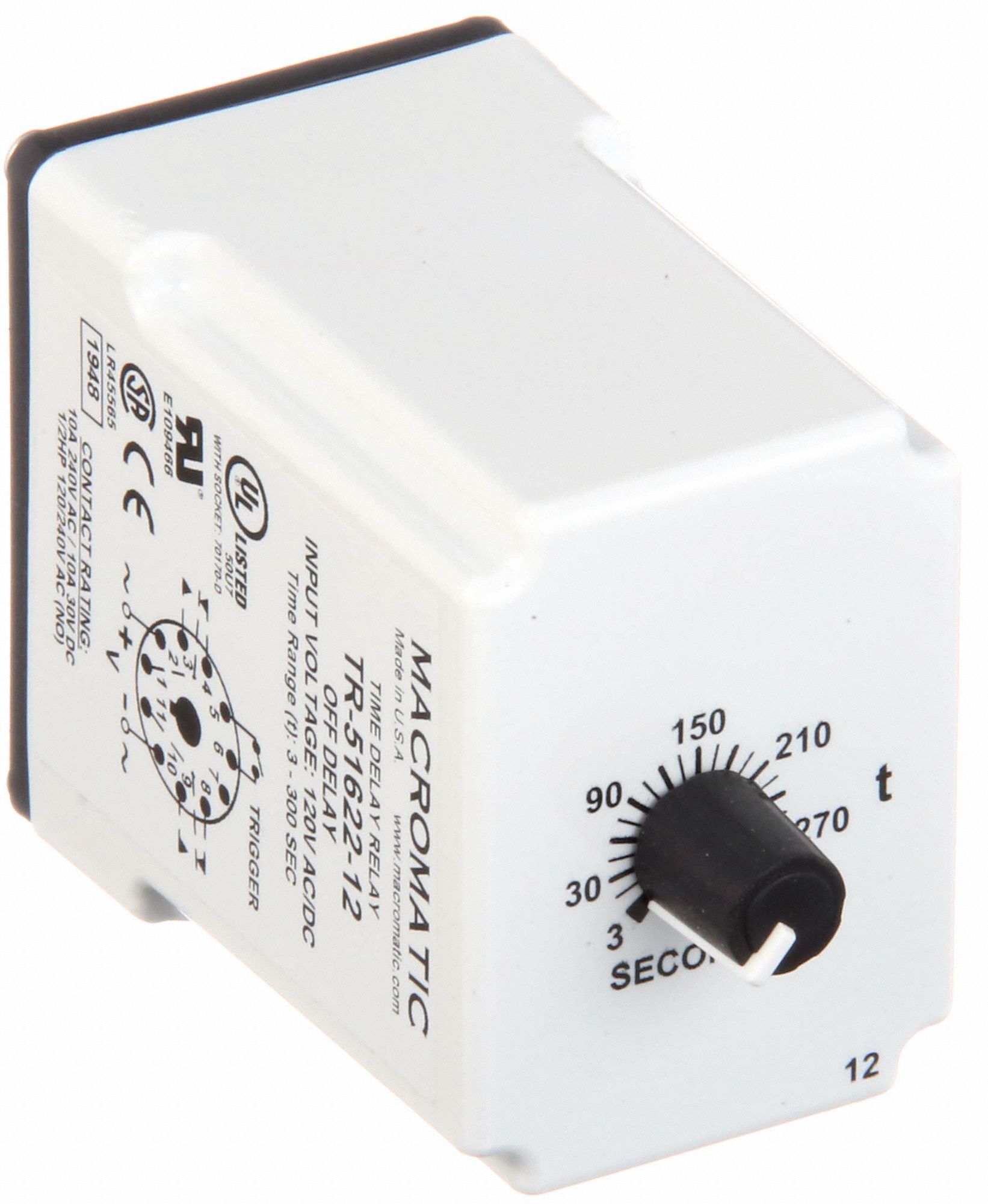 MACROMATIC Single Function Timing Relay, 120V AC/DC, 10A @ 240V, 11 ... MACROMATIC Single Function Timing Relay, 120V AC/DC, 10A @ 240V, 11 ...
