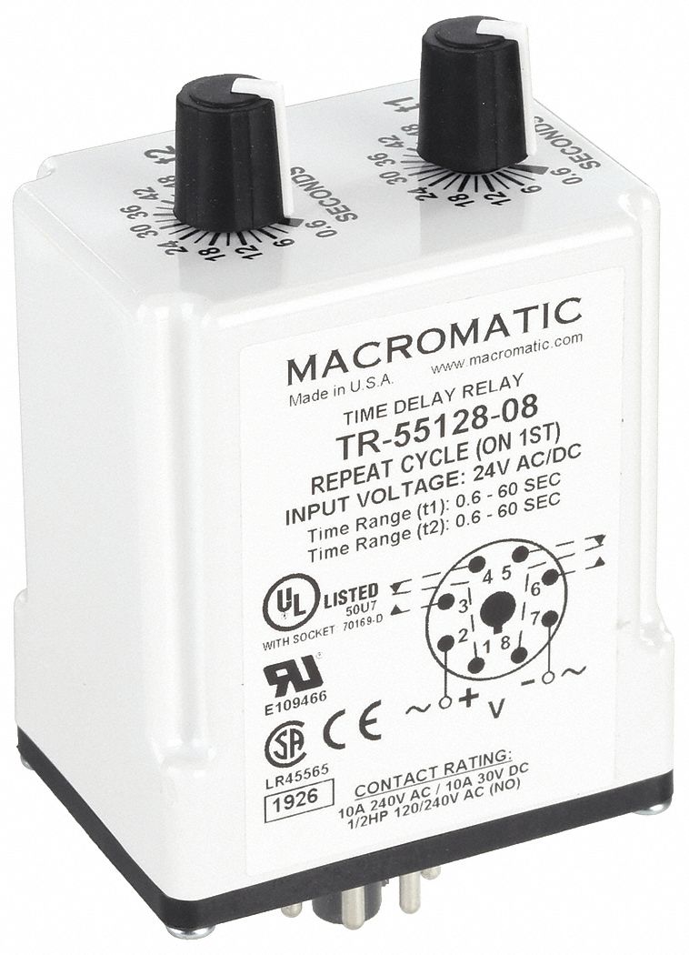 MACROMATIC, Socket Mounted, 24V AC/DC, Single Function Time Delay Relay ... MACROMATIC, Socket Mounted, 24V AC/DC, Single Function Time Delay Relay ...