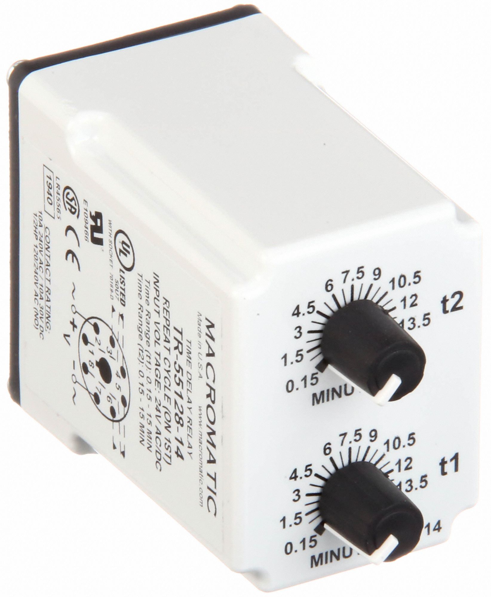 MACROMATIC Single Function Time Delay Relay: 8 Pins - Relay ...