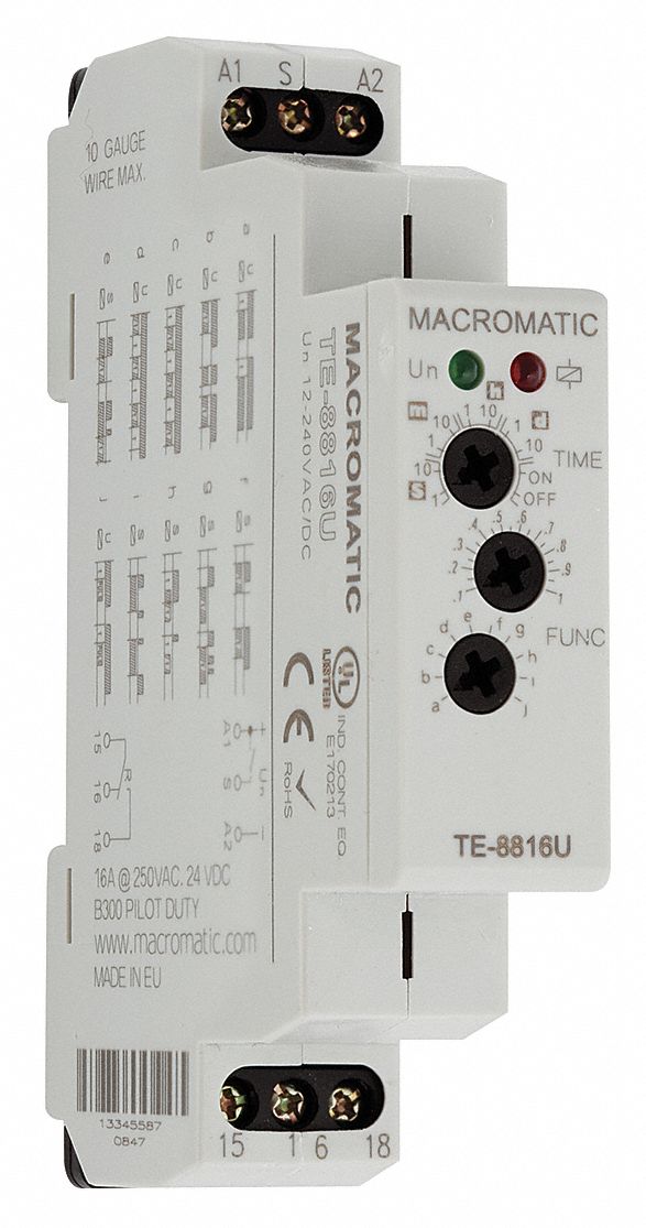 Macromatic Multi Function Timing Relay 12 To 240v Ac Dc 15a 240v 6 Pins Spdt 23nv42 Te