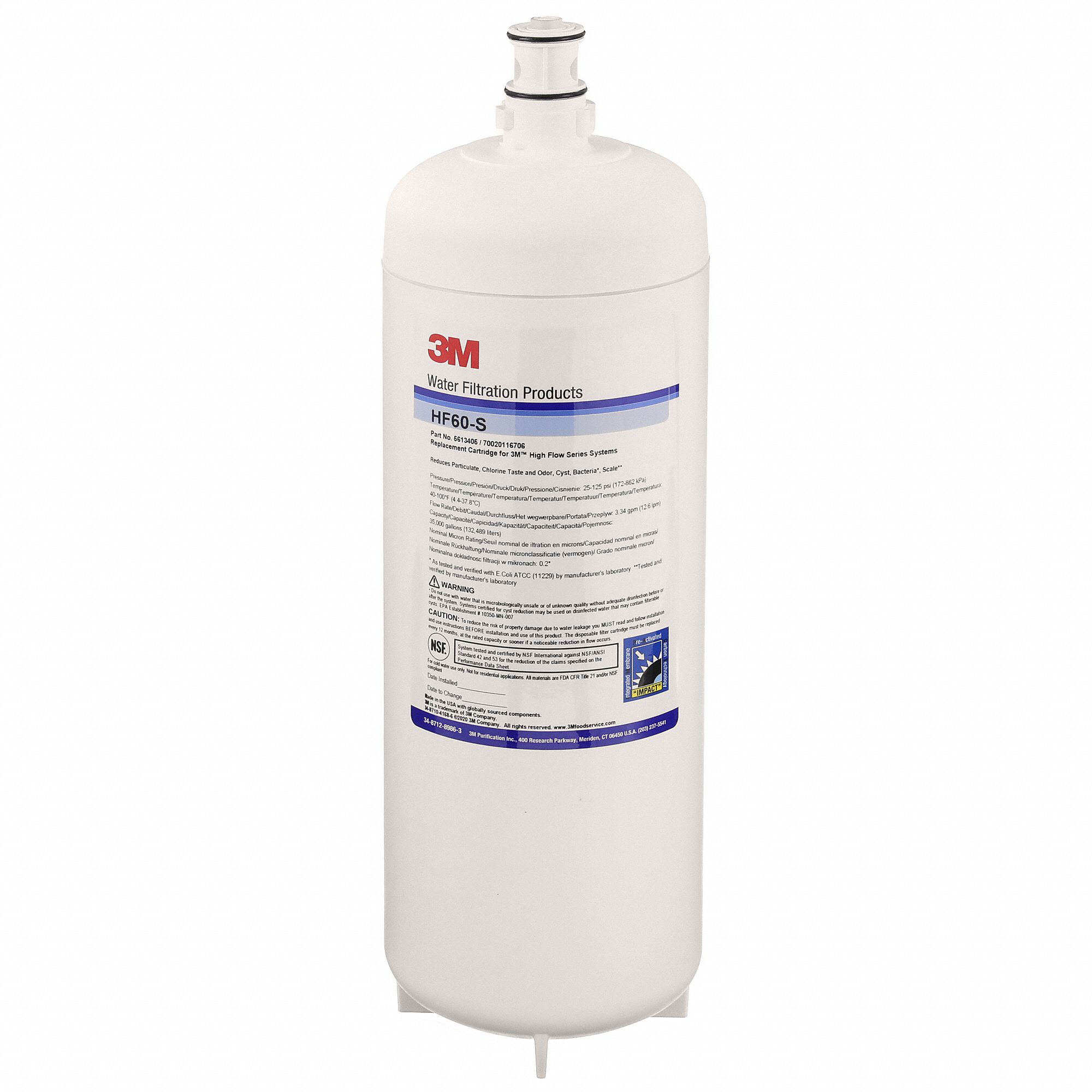 3M WATER FILTRATION PRODUCTS, 5 gpm, 14 3/4 in Overall Ht, Quick ...