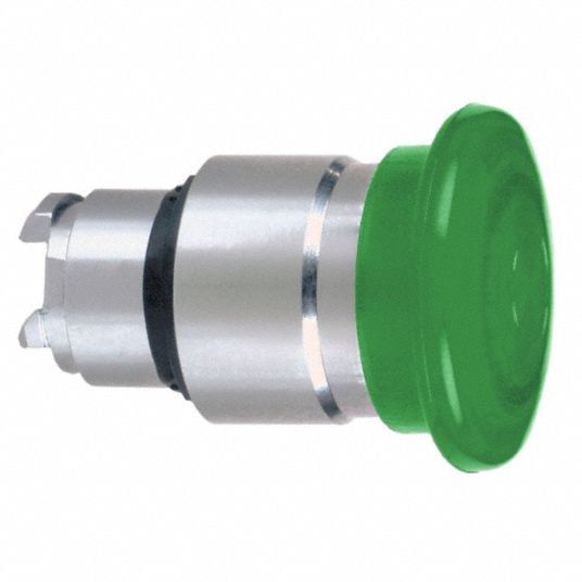 SCHNEIDER ELECTRIC, Green, 22 mm Mounting Size, Mushroom Head Push ...