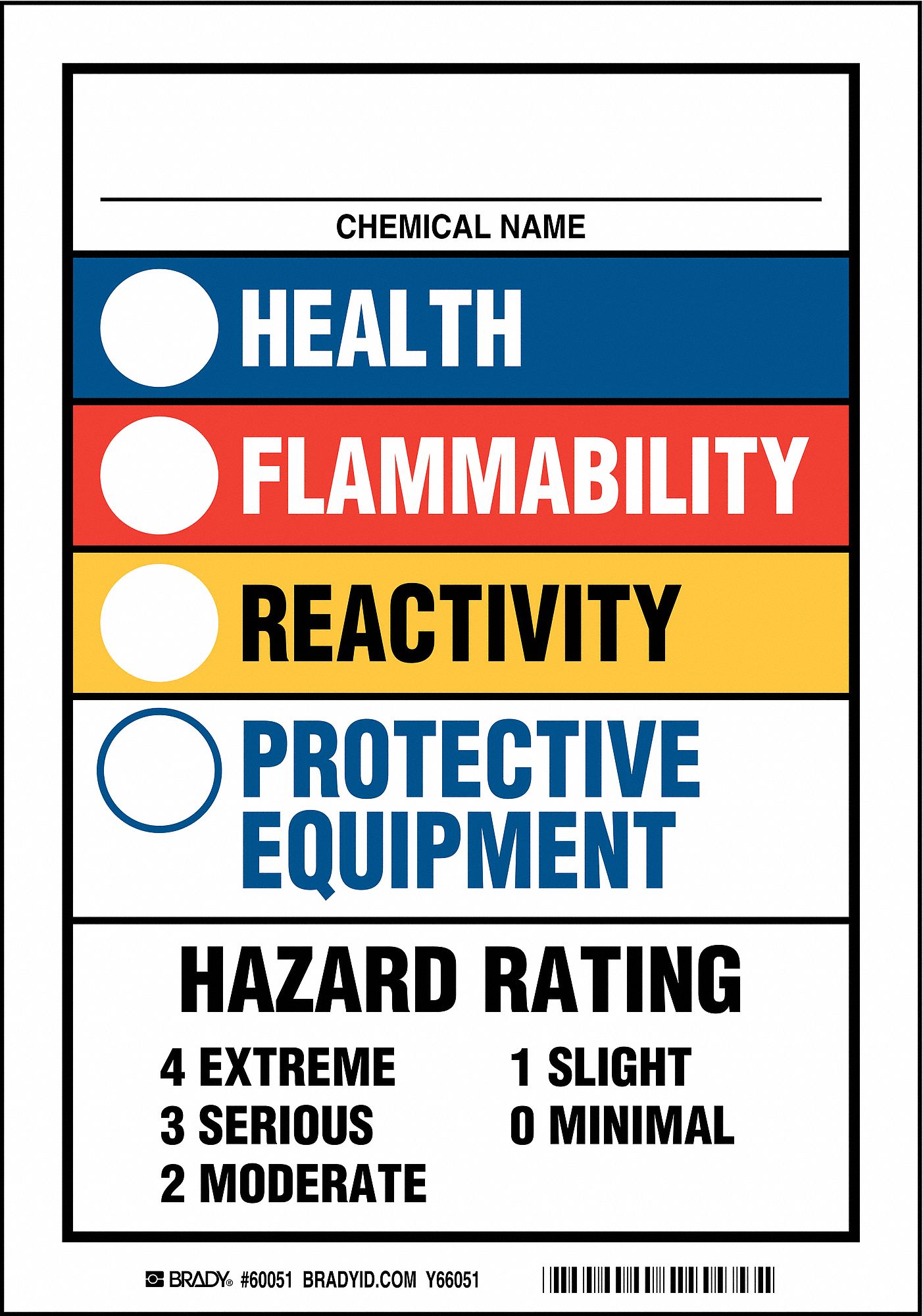 BRADY Chemical Label, Polyester, English, No Header, Blue/Red/Yellow ...