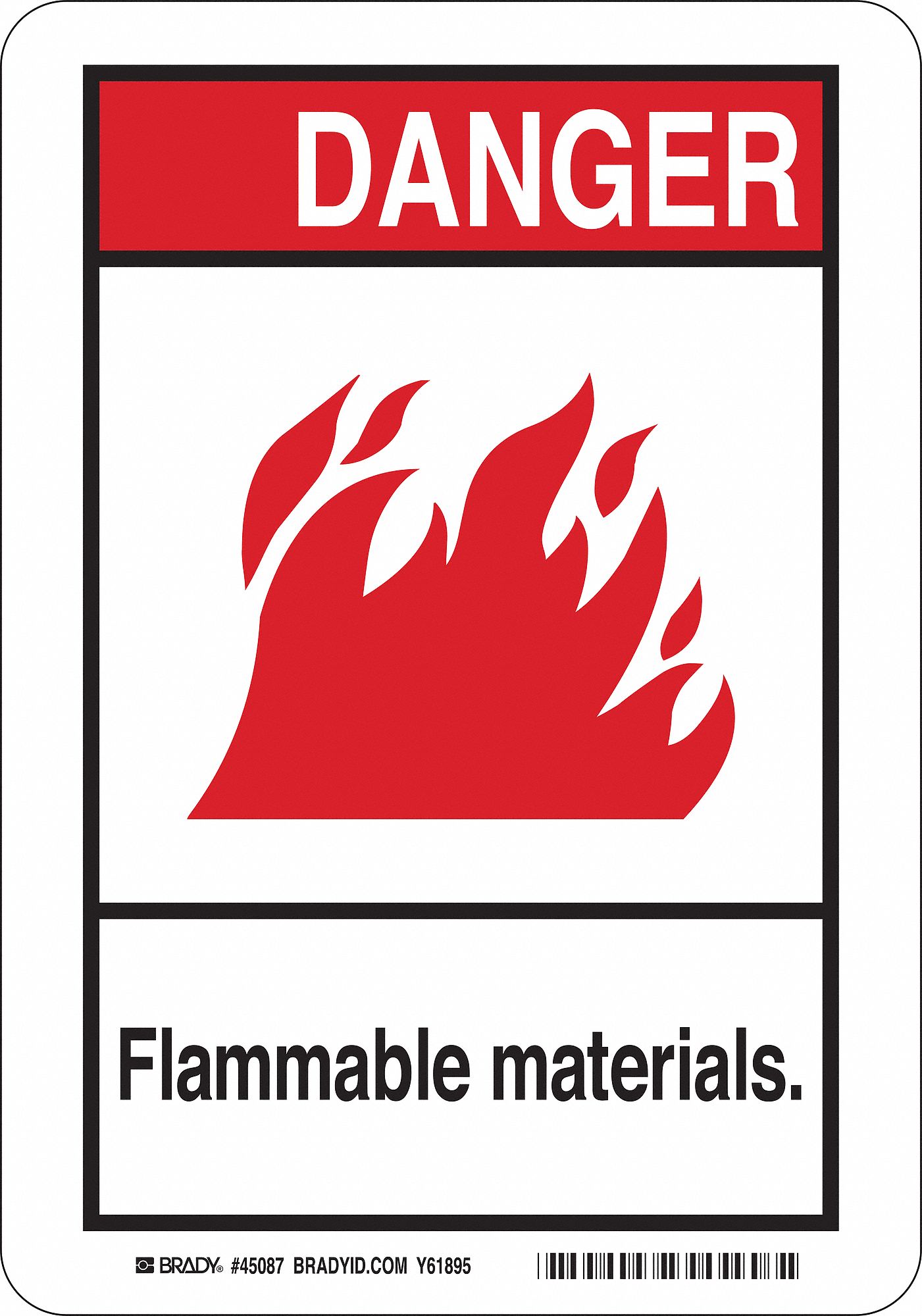 Danger Sign, Flammable Materials., Header Danger, Rectangle, 10 in ...