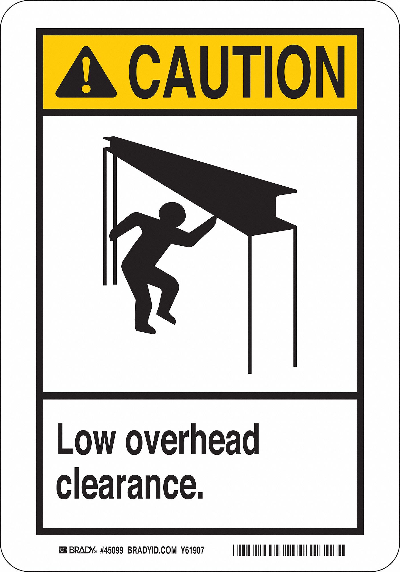 Aluminum, Caution Sign, 10" Width, 14" Height, White - Grainger