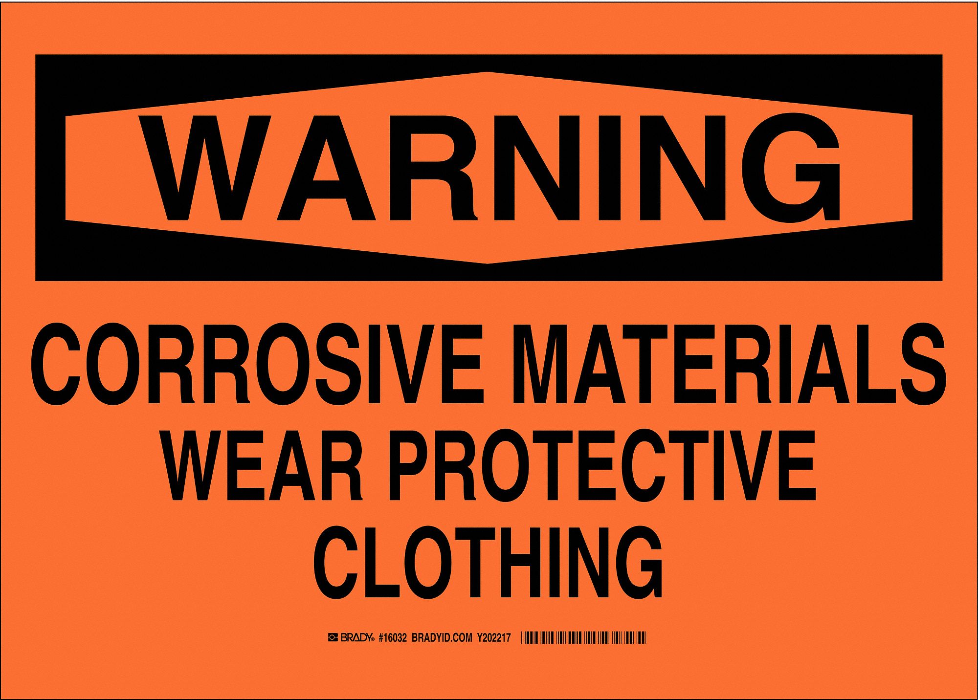 Safety Sign, Corrosive Materials Wear Protective Clothing, Header ...