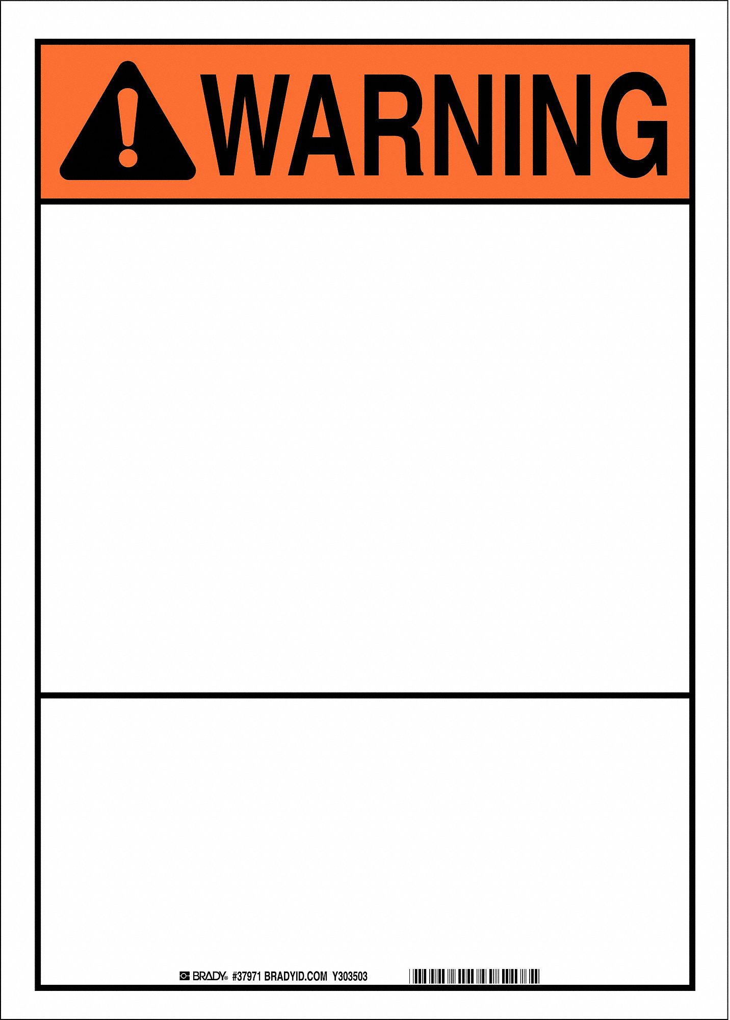 Safety Sign, No Legend, Header Warning, Rectangle, 14 in Height, 10 in ...