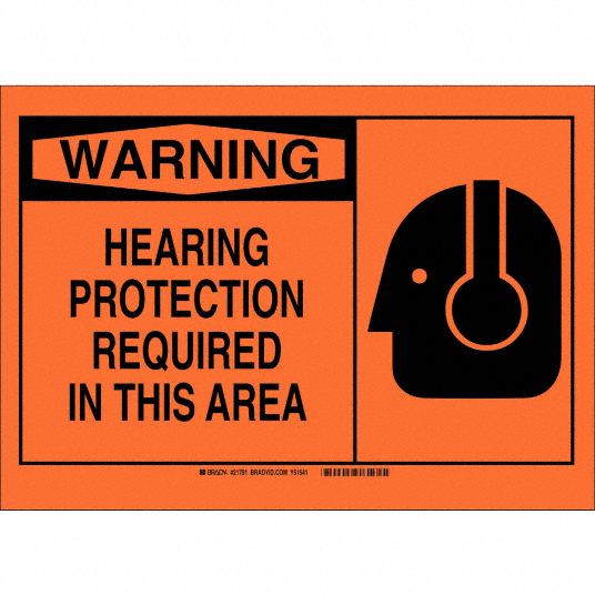 Safety Sign, Hearing Protection Required In This Area, Header Warning ...