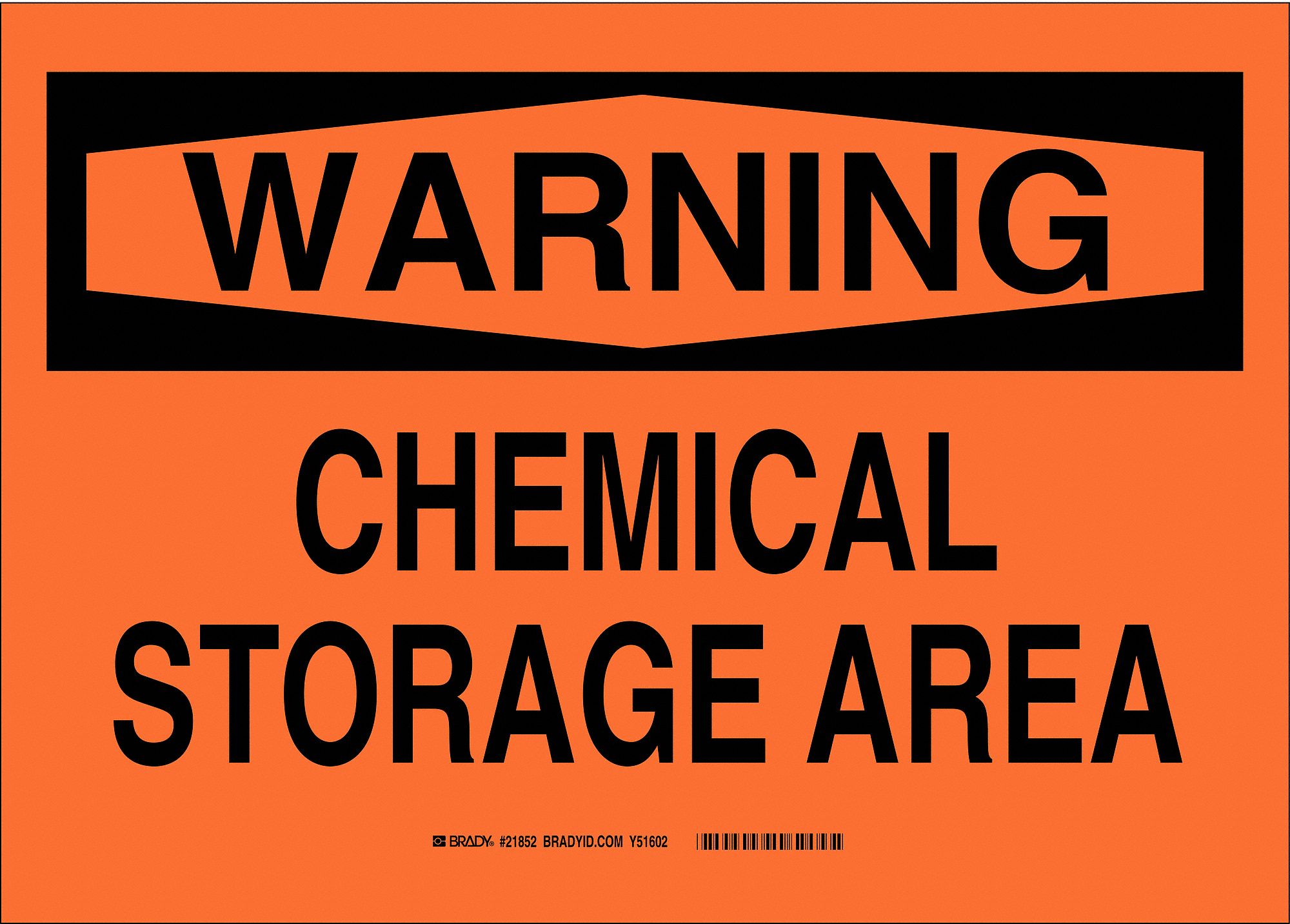 Safety Sign, Chemical Storage Area, Header Warning, Rectangle, 7 in ...