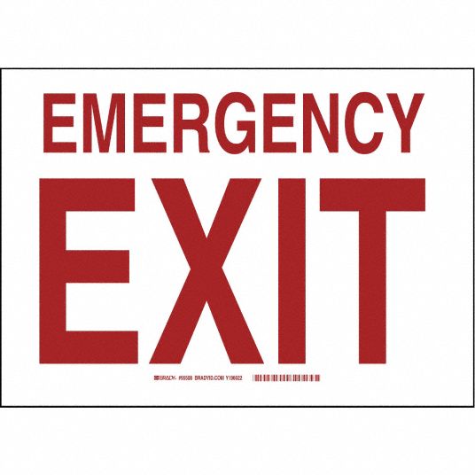 Aluminum, Emergency Exit Sign, 14" Width, 10" Height, Double-Sided No ...