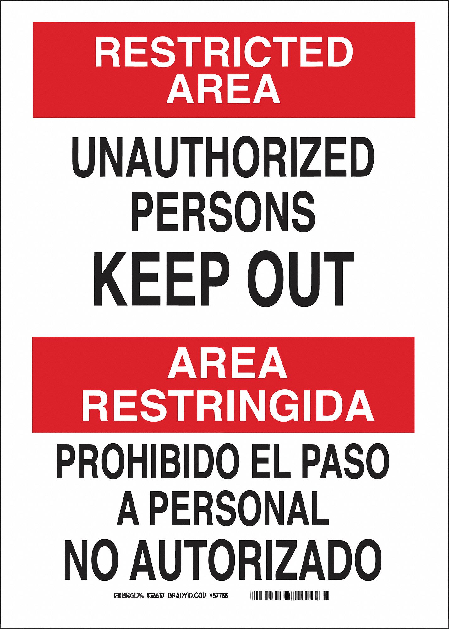 Plastic, Safety Sign, Restricted Area/Area Restringida, 10 in Width, 14 ...
