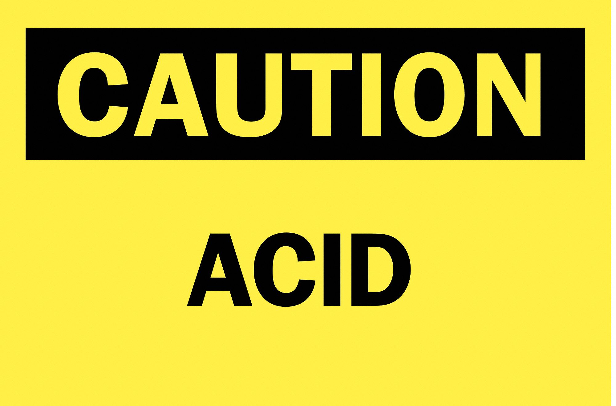Caution Sign, Acid, Header Caution, Rectangle, 7 in Height, 10 in Width ...