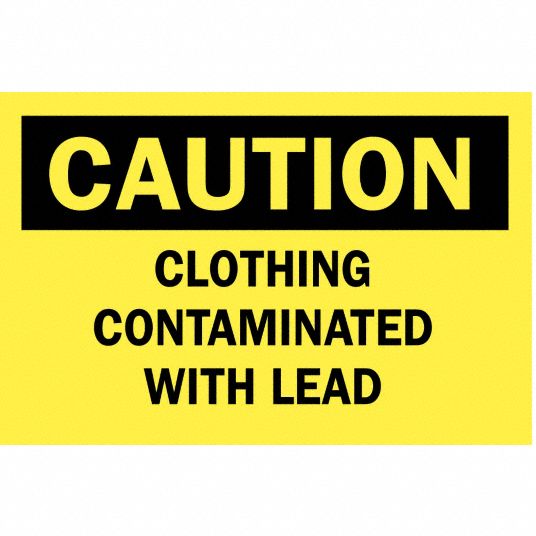 Safety Sign, Clothing Contaminated With Lead, Header Caution, Rectangle ...