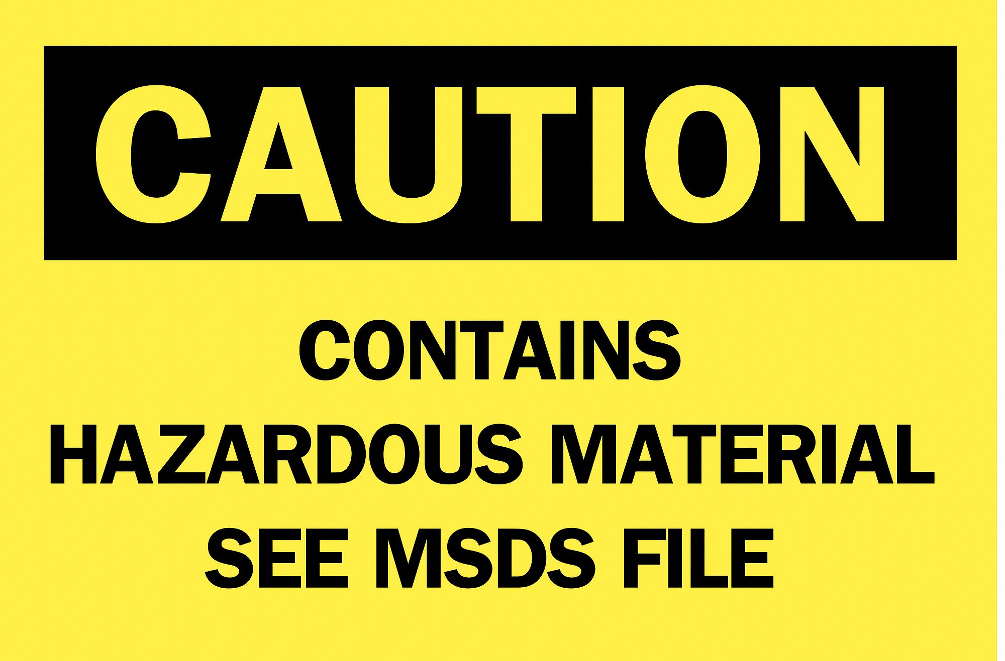 Caution Sign, Contains Hazardous Material See Msds File, Header Caution ...