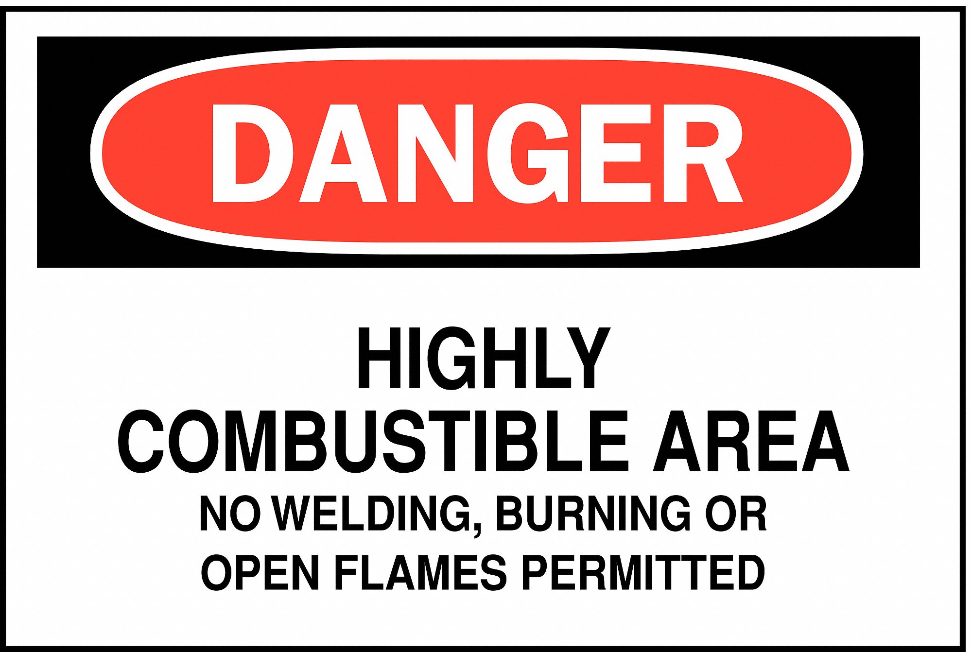 Safety Sign, Highly Combustible Area No Welding, Burning Or Open Flames ...