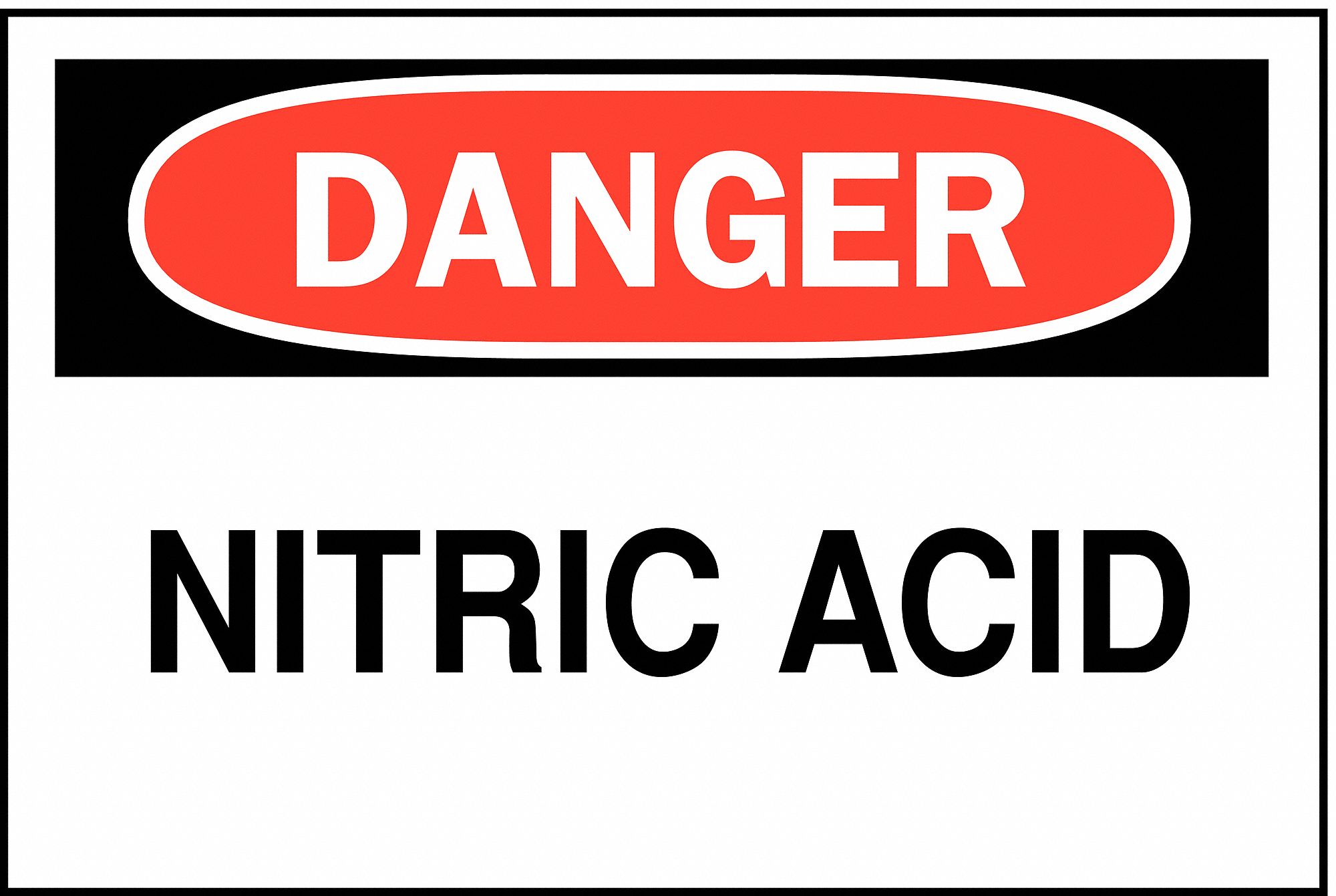 Safety Sign, Nitric Acid, Header Danger, Rectangle, 10 in Height, 14 in ...