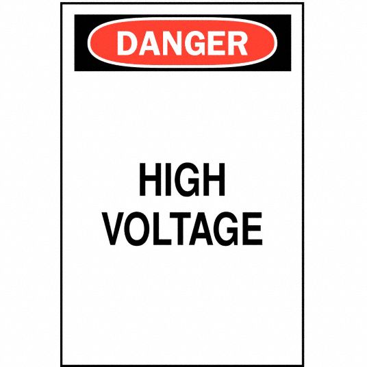 Safety Sign, High Voltage, Header Danger, Rectangle, 14 in Height, 10 ...