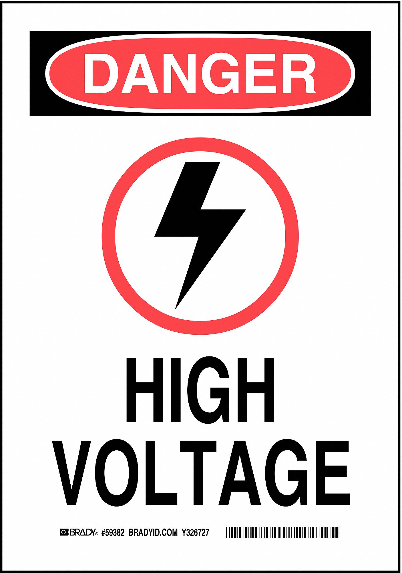 Safety Sign, High Voltage, Header Danger, Rectangle, 14 in Height, 10 ...