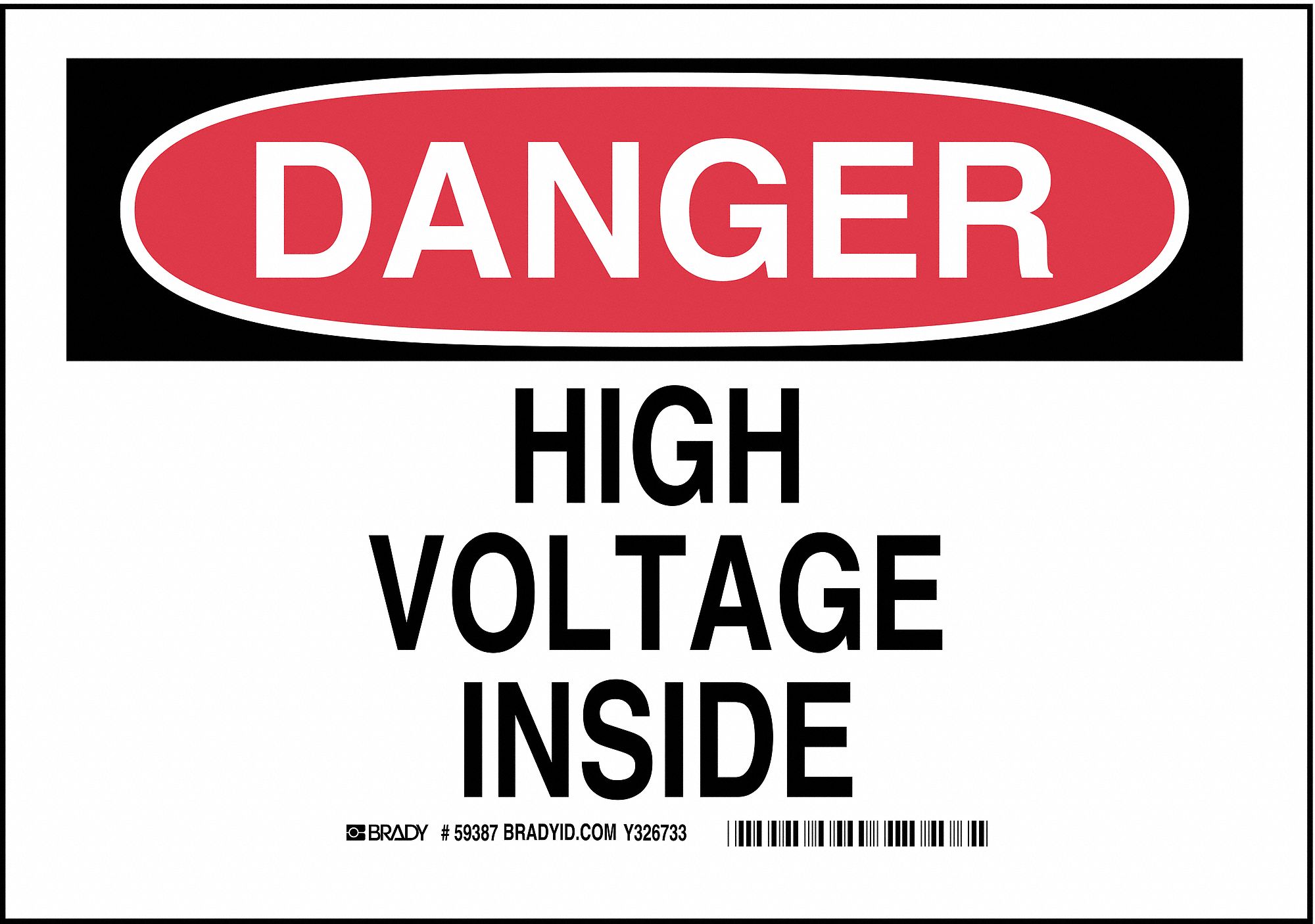 Safety Sign, High Voltage Inside, Header Danger, Rectangle, 7 in Height ...