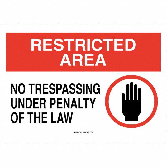 Plastic, Restricted Area Sign, Restricted Area, 14 in Width, 10 in ...