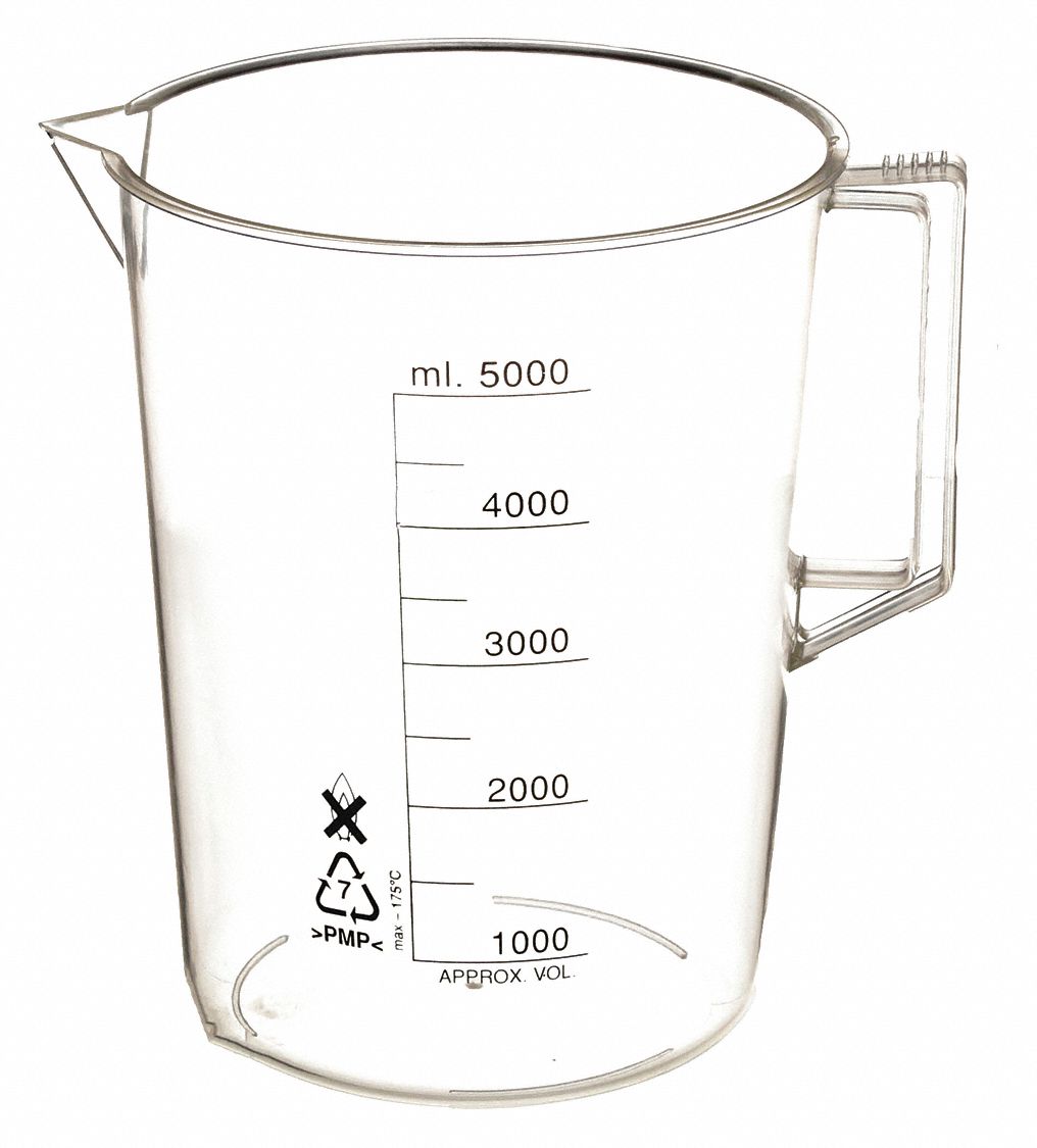 Low Form with Handle, 5 L Capacity - mL, Beaker - 23X908|23X908 - Grainger